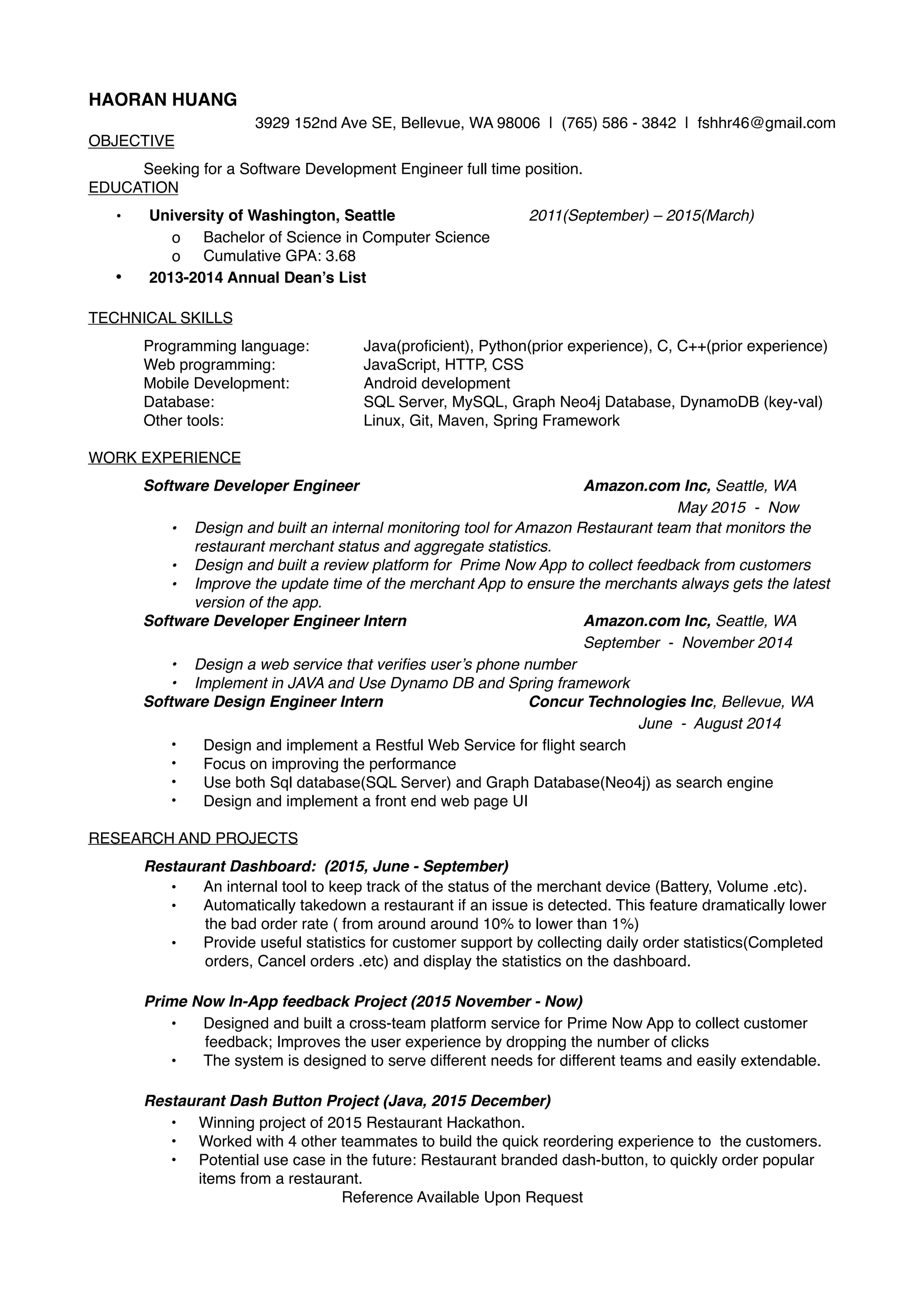 Resume 2015 | PDF