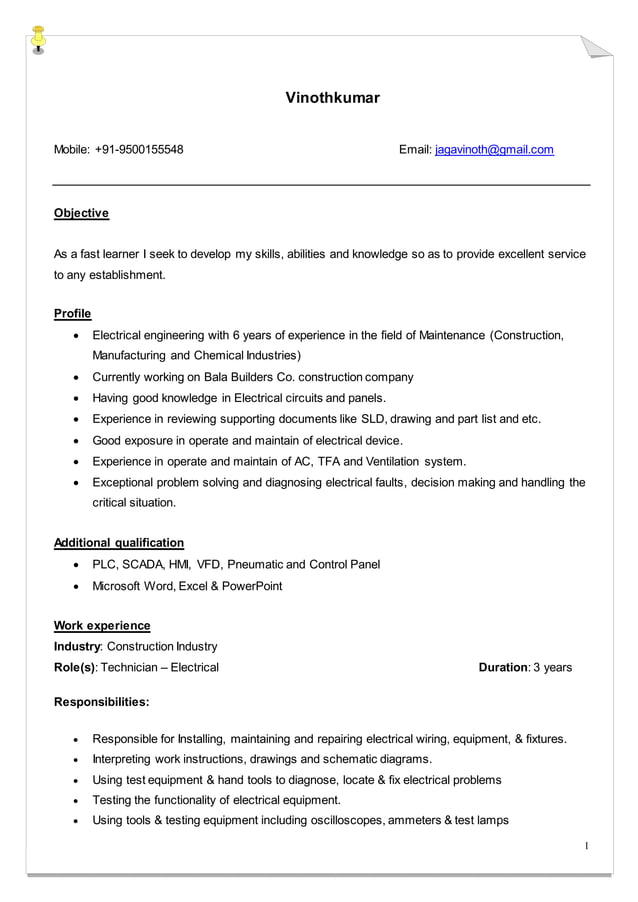 Vinothkumar Resume | DOCX