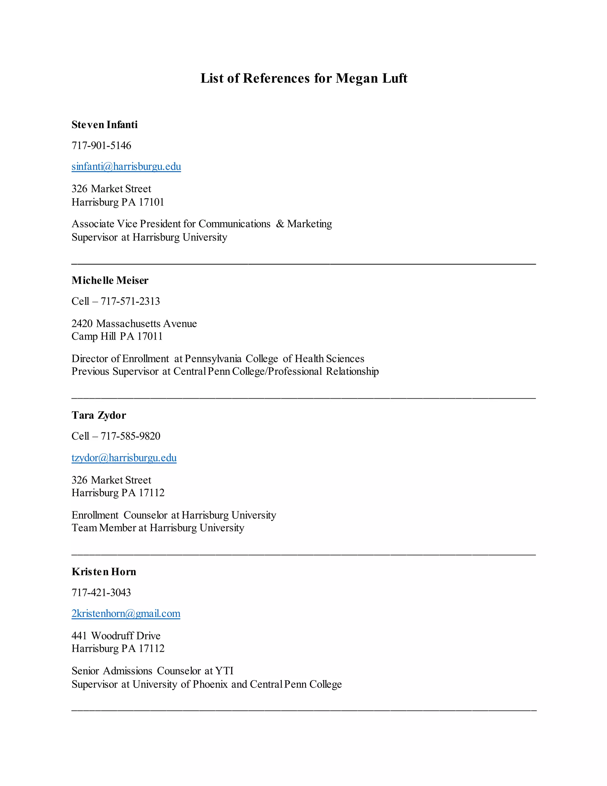 List of References for Megan Luft | DOCX
