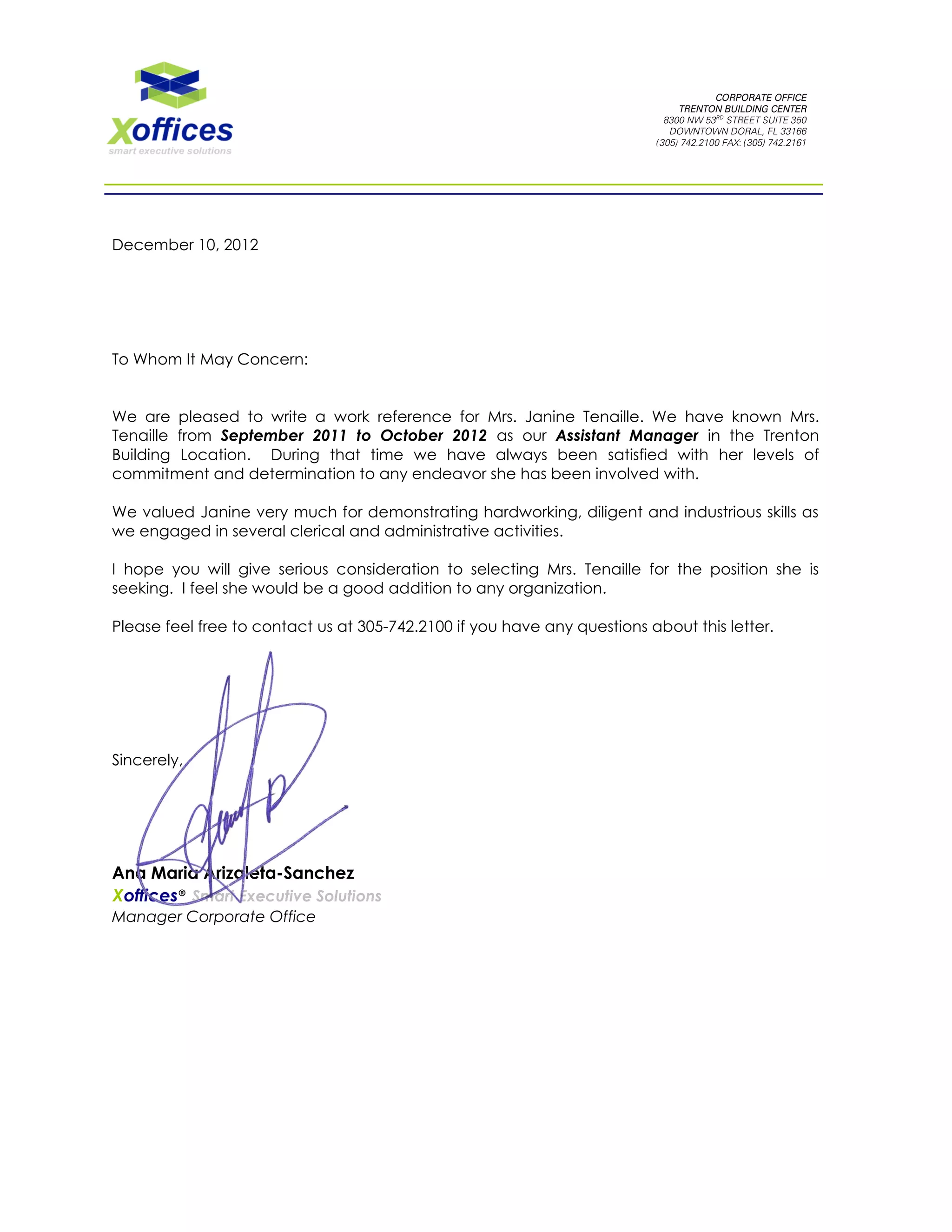 XOFFICES Recommendation Letter2012 | PDF | Business Administration ...