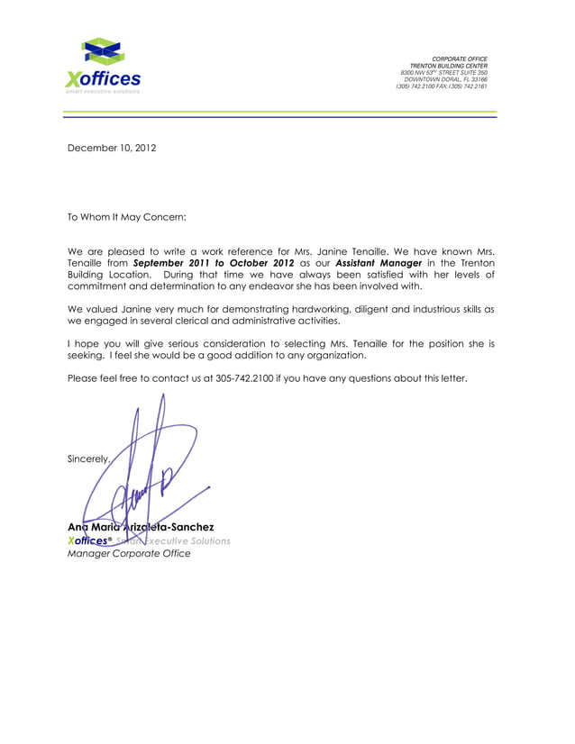 XOFFICES Recommendation Letter2012 | PDF
