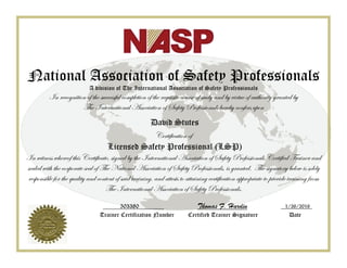 NASP (LSP) CERT. | PDF