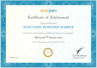 MS PROJECT CERTIFICATE with pdu | PDF
