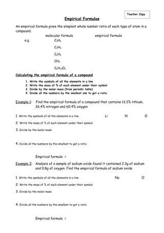 C5a Moles And Empirical Formulae | PDF