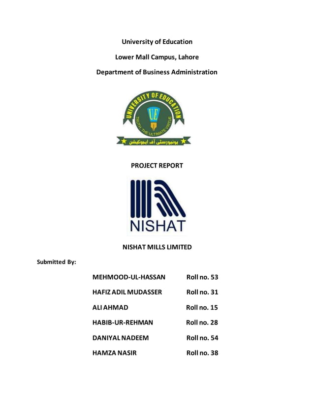 Front page of Nishat mills LTD | DOCX