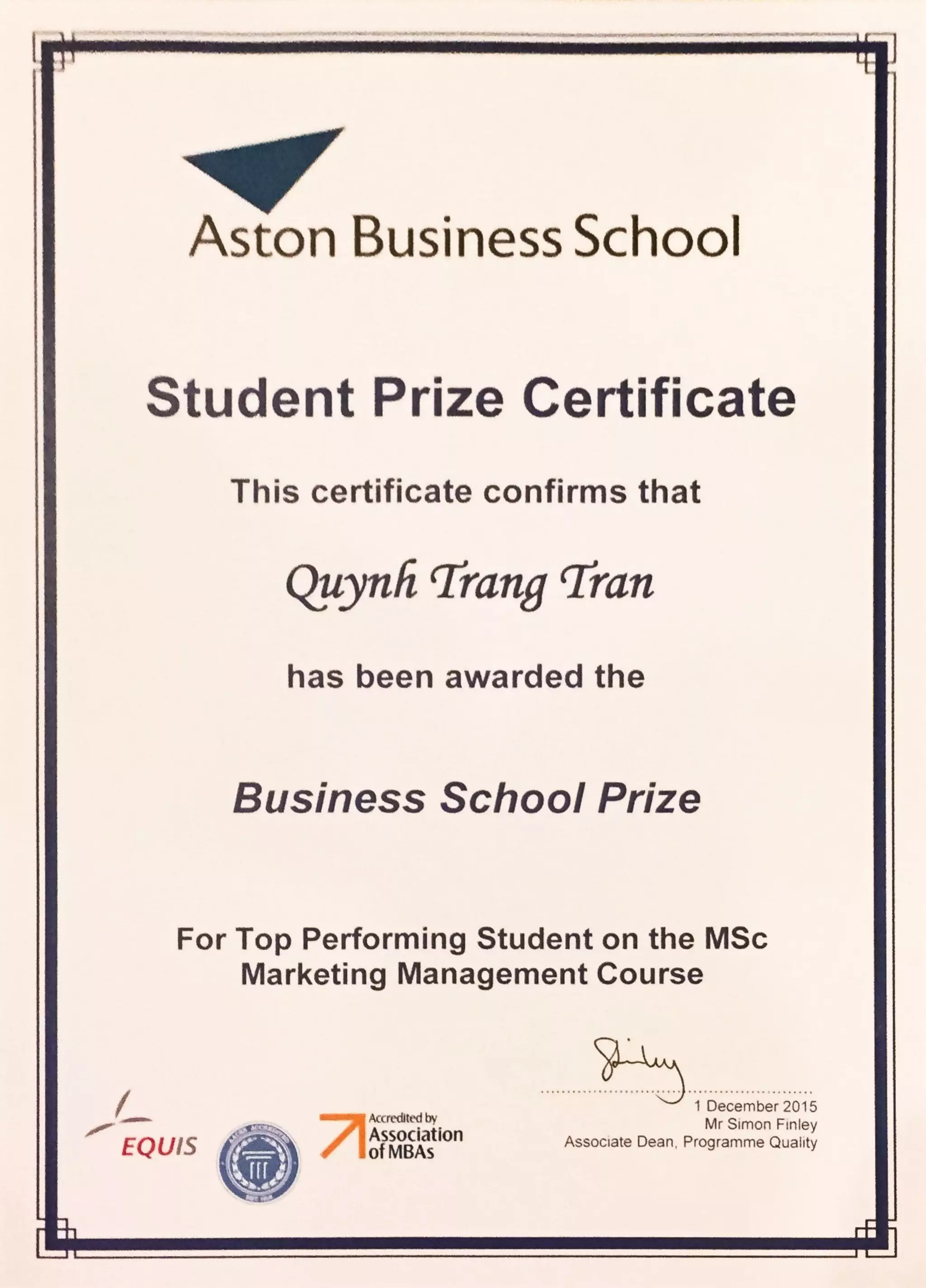 Top Performing Student Prize | PDF
