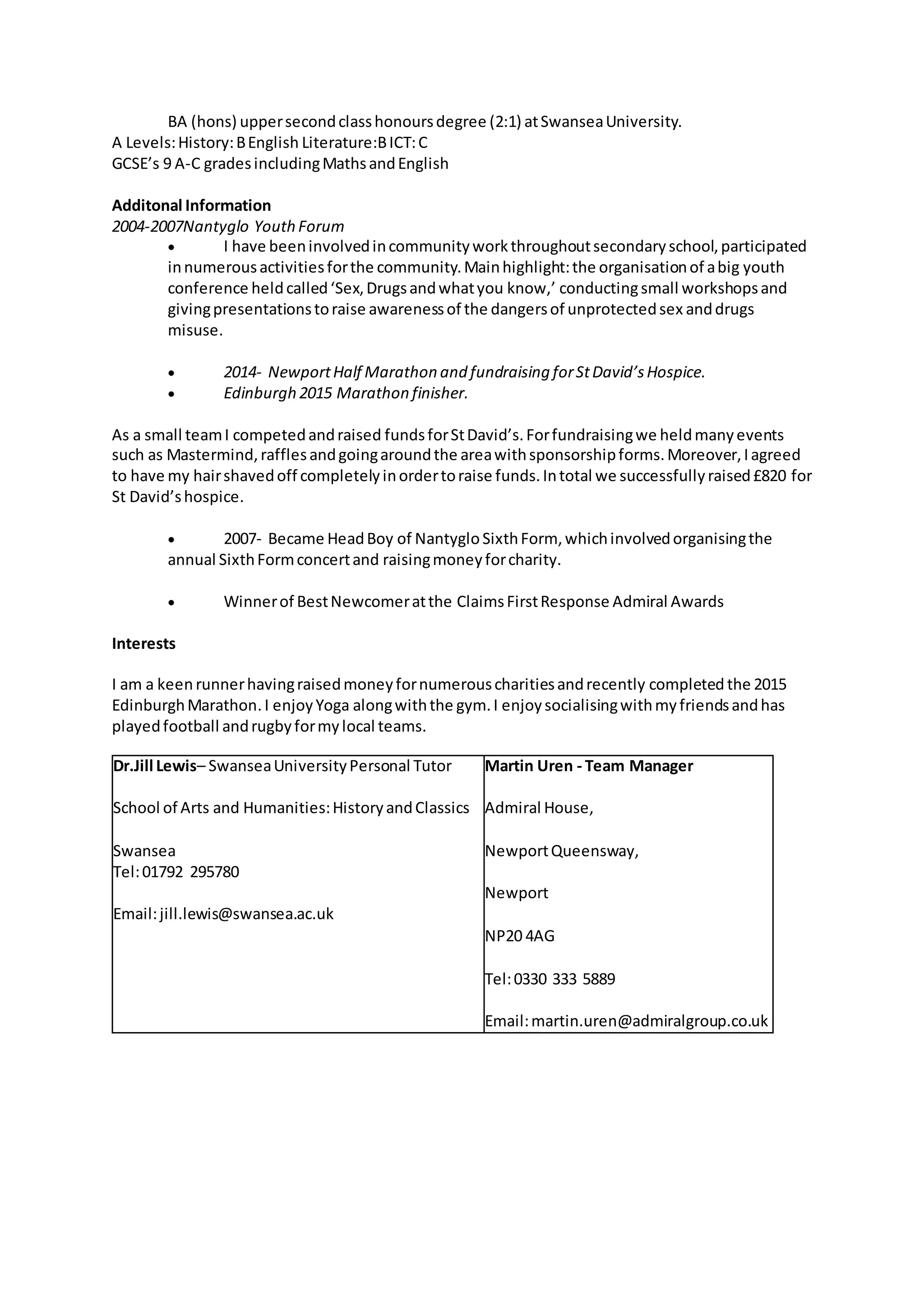 Brendan White 2016 CV | PDF