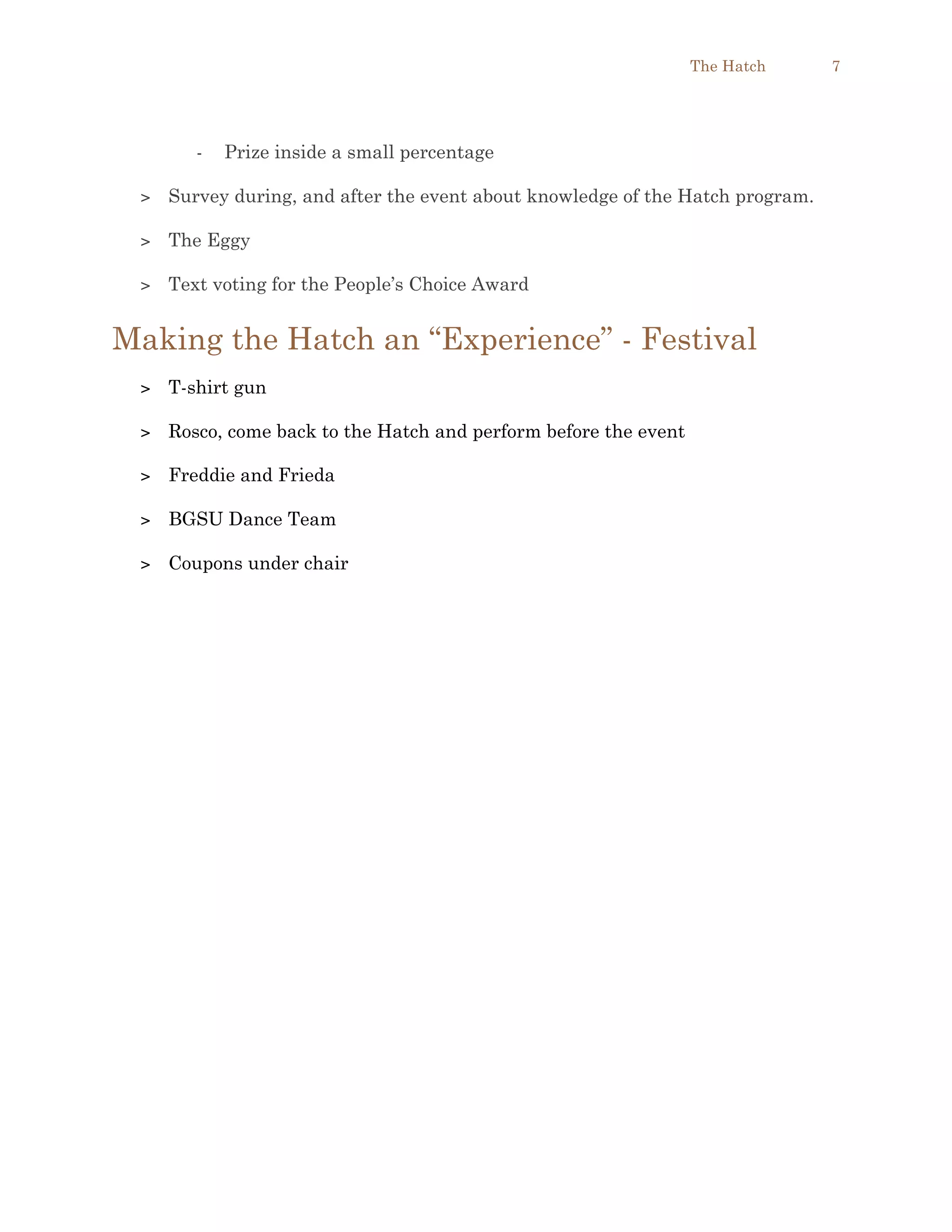The Hatch - Promotions Plan | PDF
