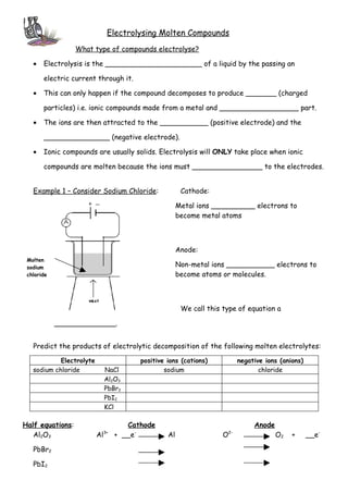 C5b Electrolysis | DOC | Chemistry | Science