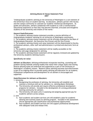 UAAC Mission Sub Group - Final - Values Statement | PDF