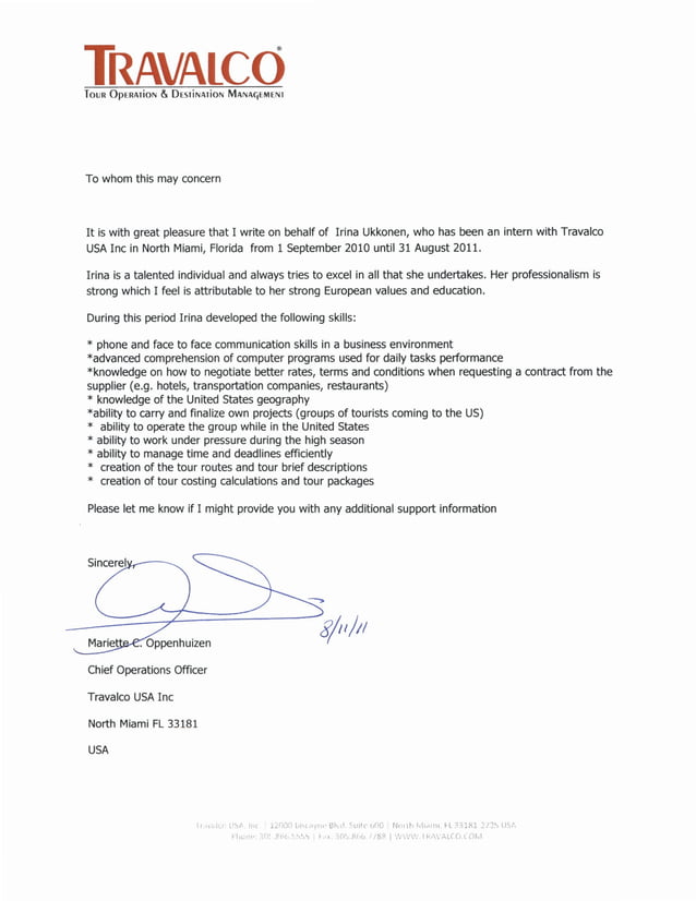 Travalco recommendation letter | PDF