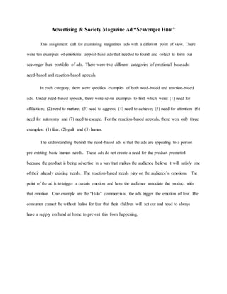 Advertising & Society Magazine Ad “Scavenger Hunt” | DOCX