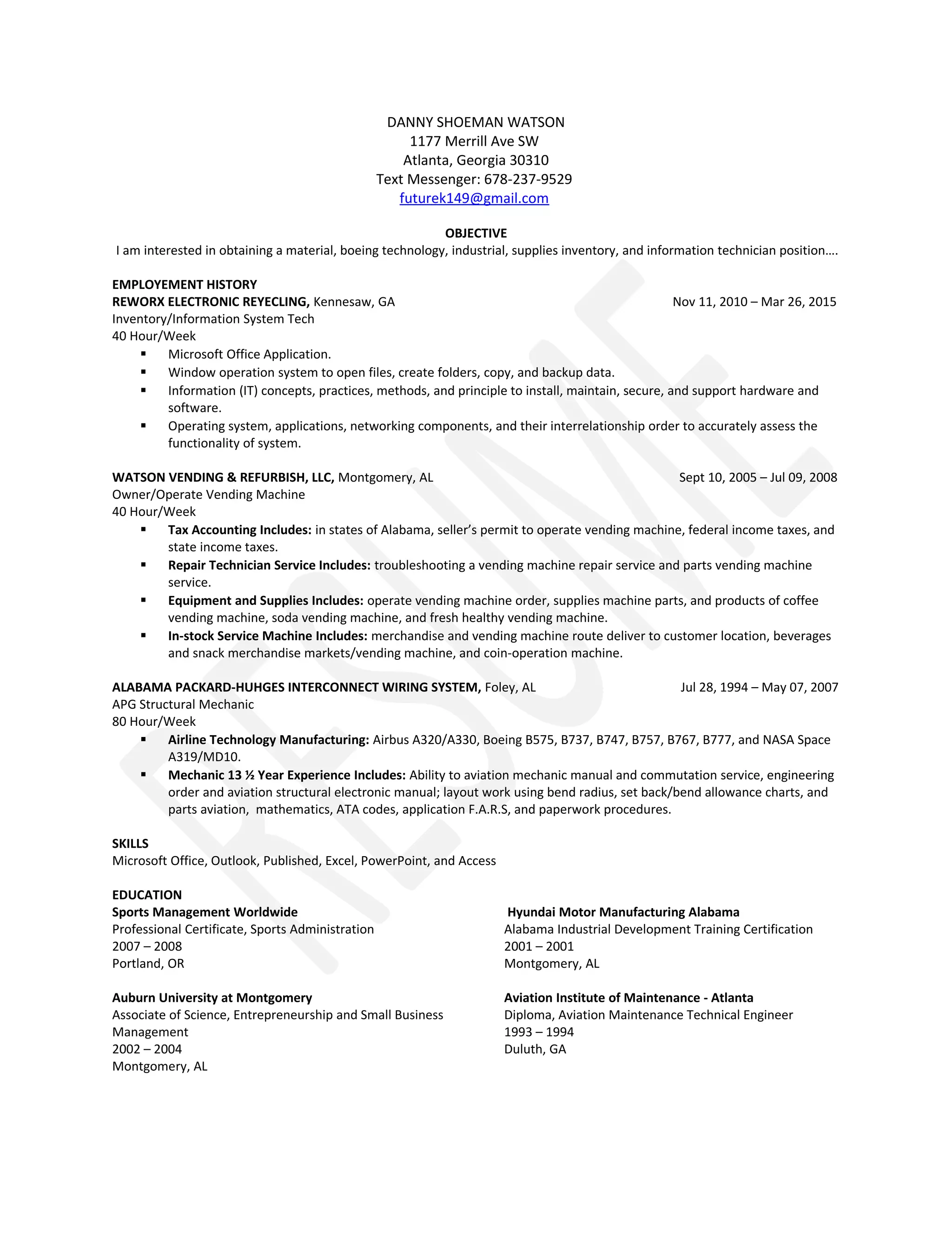 DANNY SHOEMAN WATSON | PDF