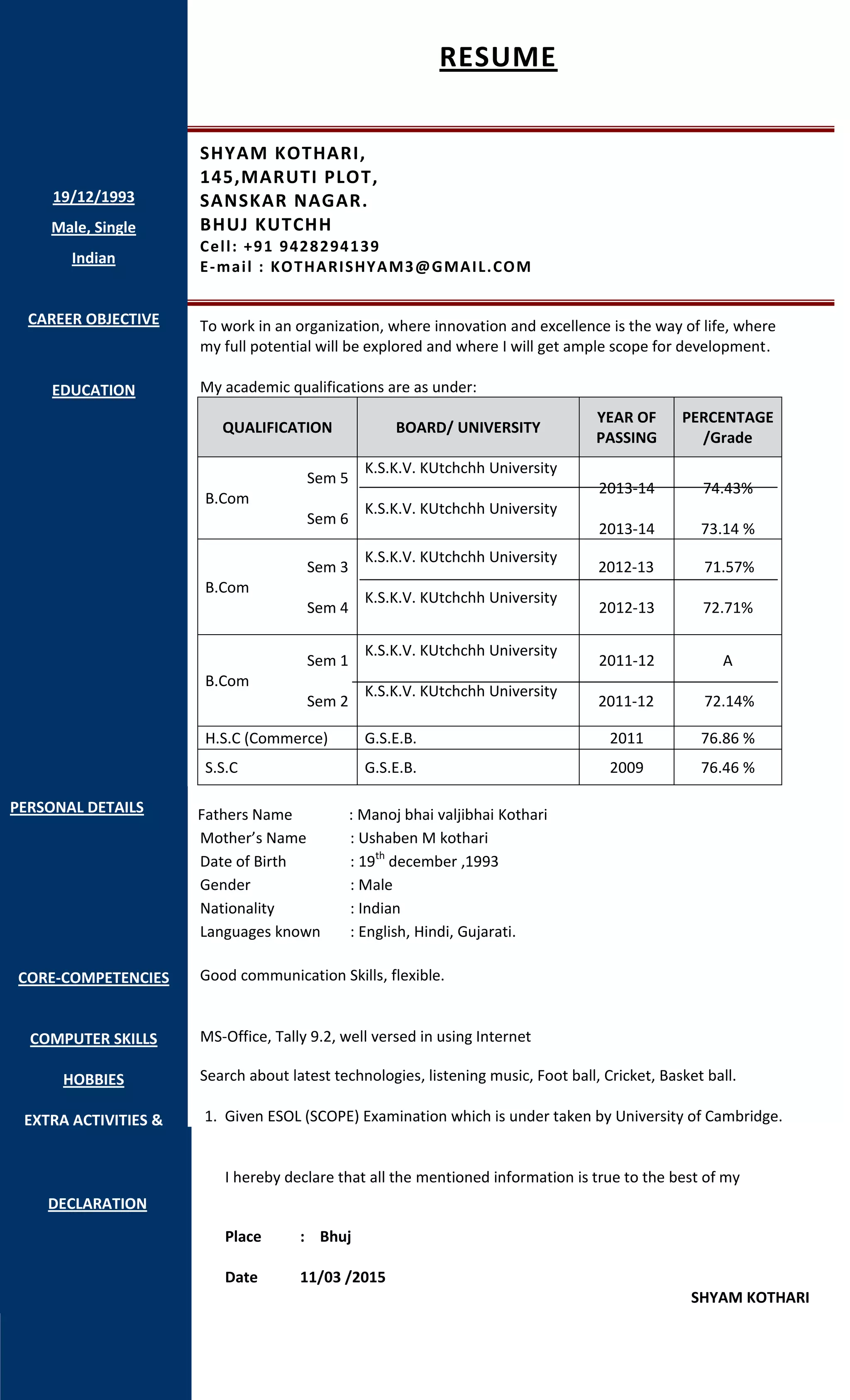 SHYAM RESUME 22 pdf | PDF | Education