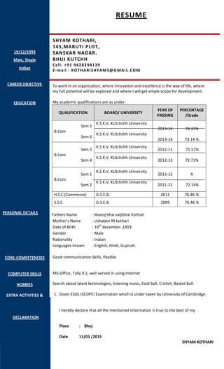 SHYAM RESUME 22 pdf | PDF | Education