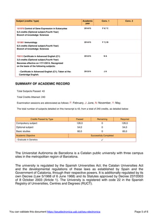 Academic Transcript | PDF