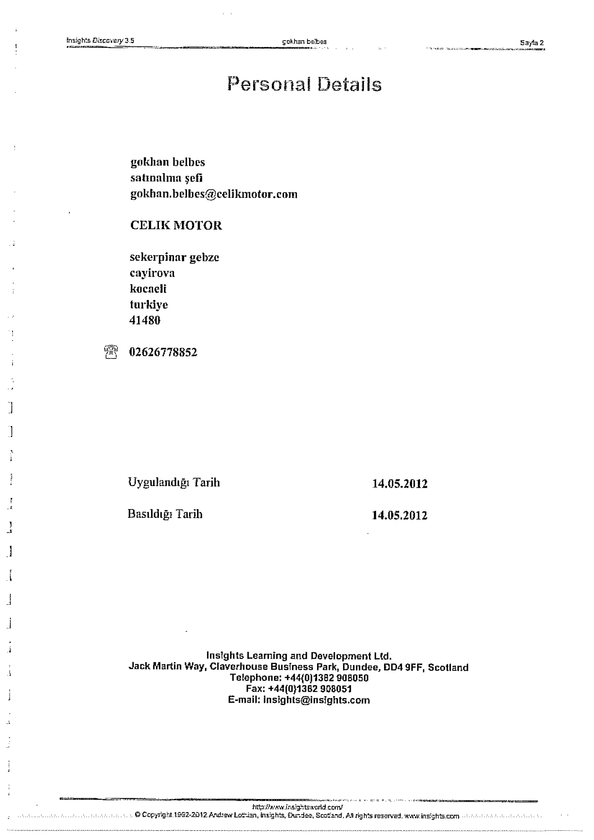 PERSONAL PROFILE REPORT | PDF