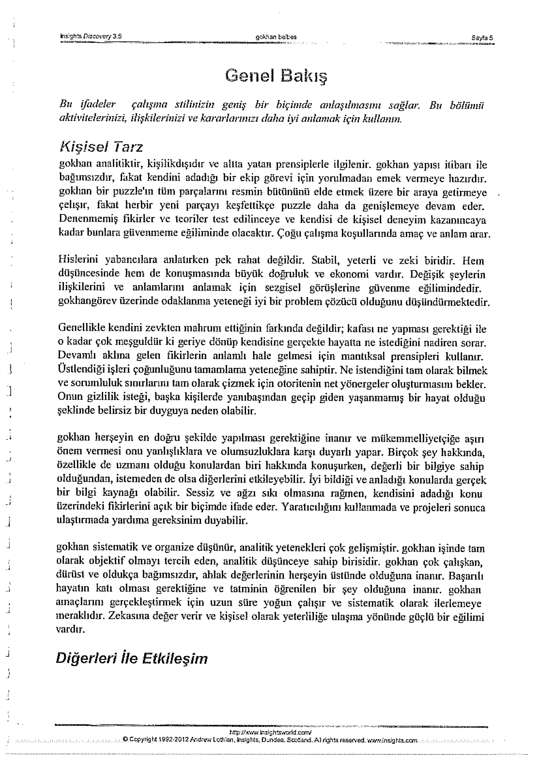 PERSONAL PROFILE REPORT | PDF