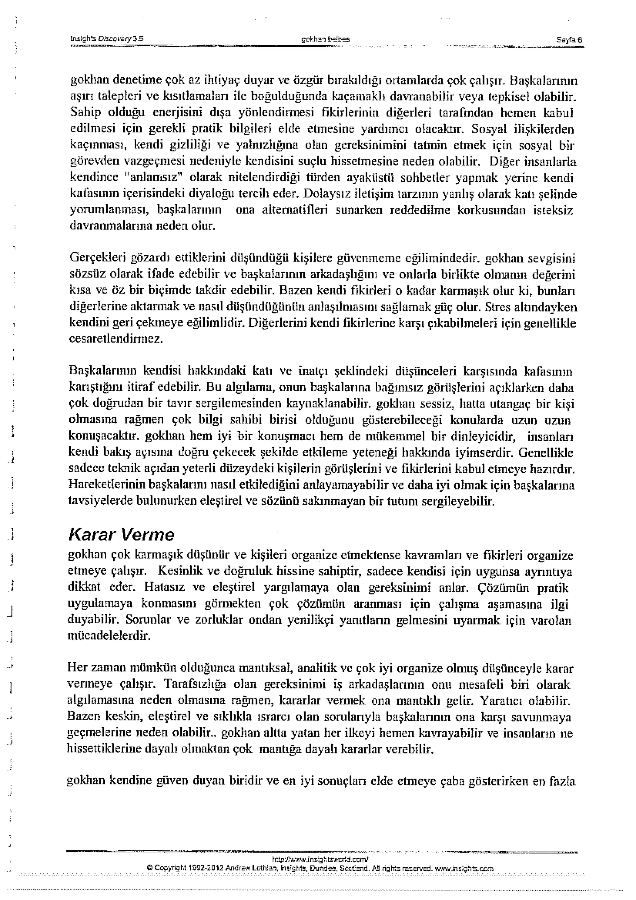 Personal Profile Report Pdf
