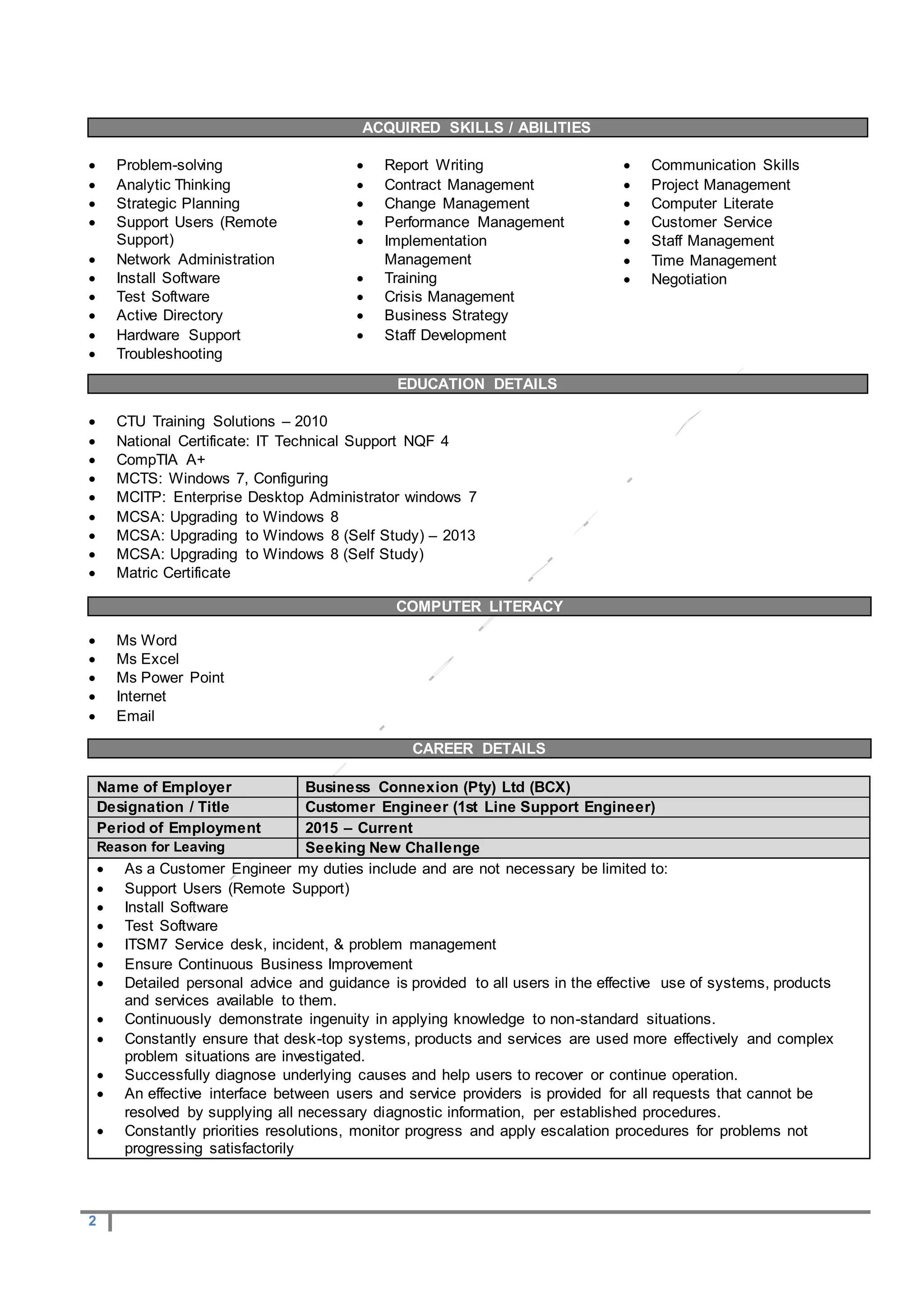 MUSA PRINCE SITHEBE cv | PDF