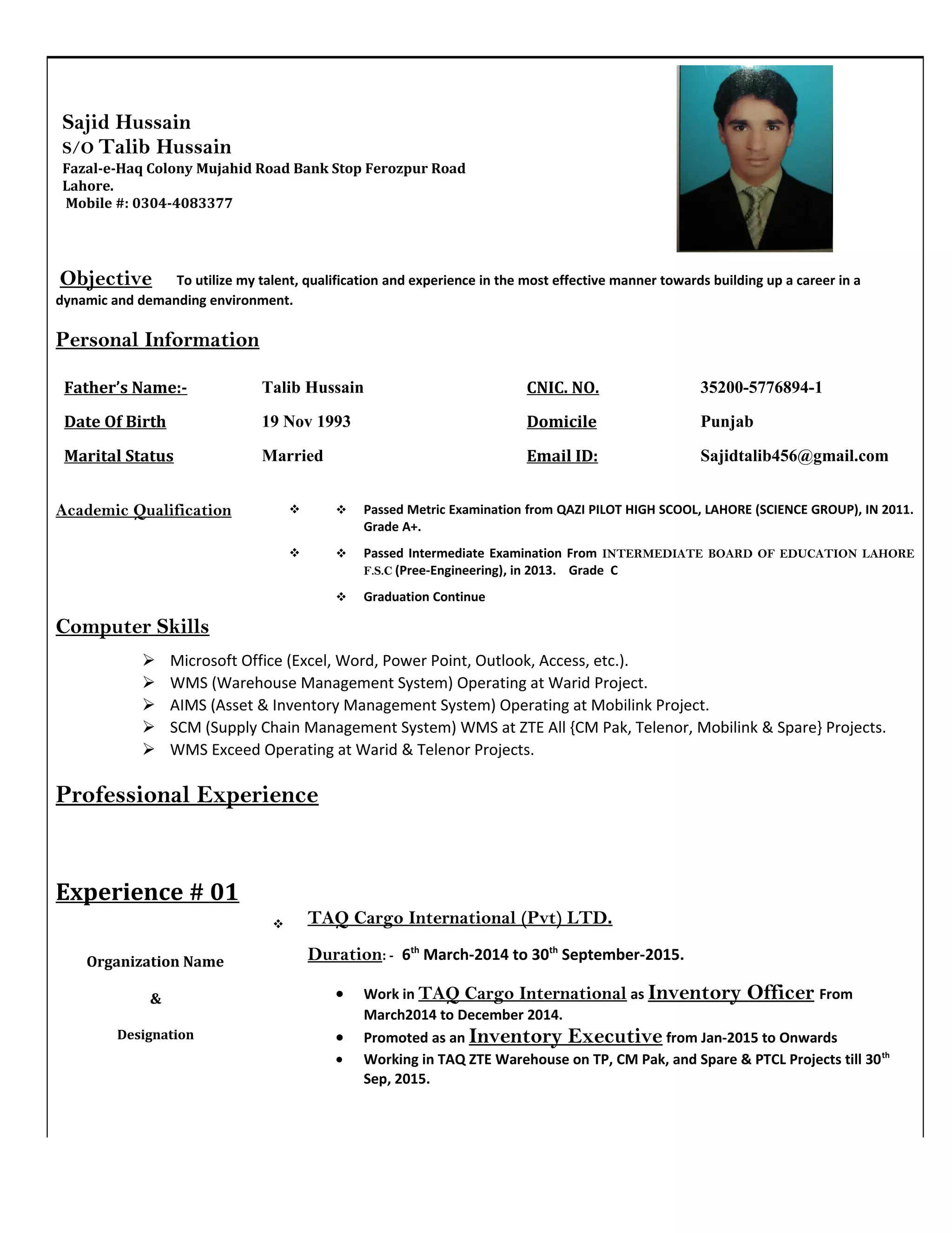 Sajid Hussain C V | DOC | Logistics | Business