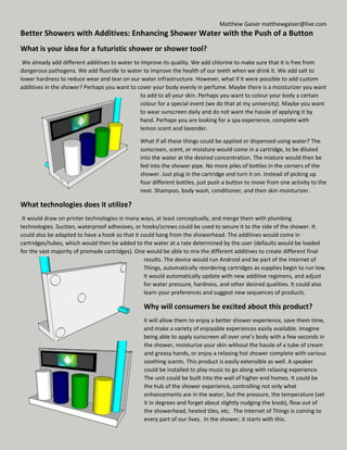 Matthew Gaiser Mindsumo Shower Winning Entry | PDF