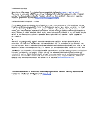 Informal Discovery Simple Strategies for Cost-Effective Litigation | PDF