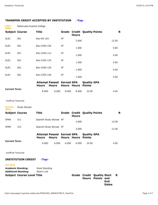 Academic Transcript | PDF | Undergraduate Education | College Education