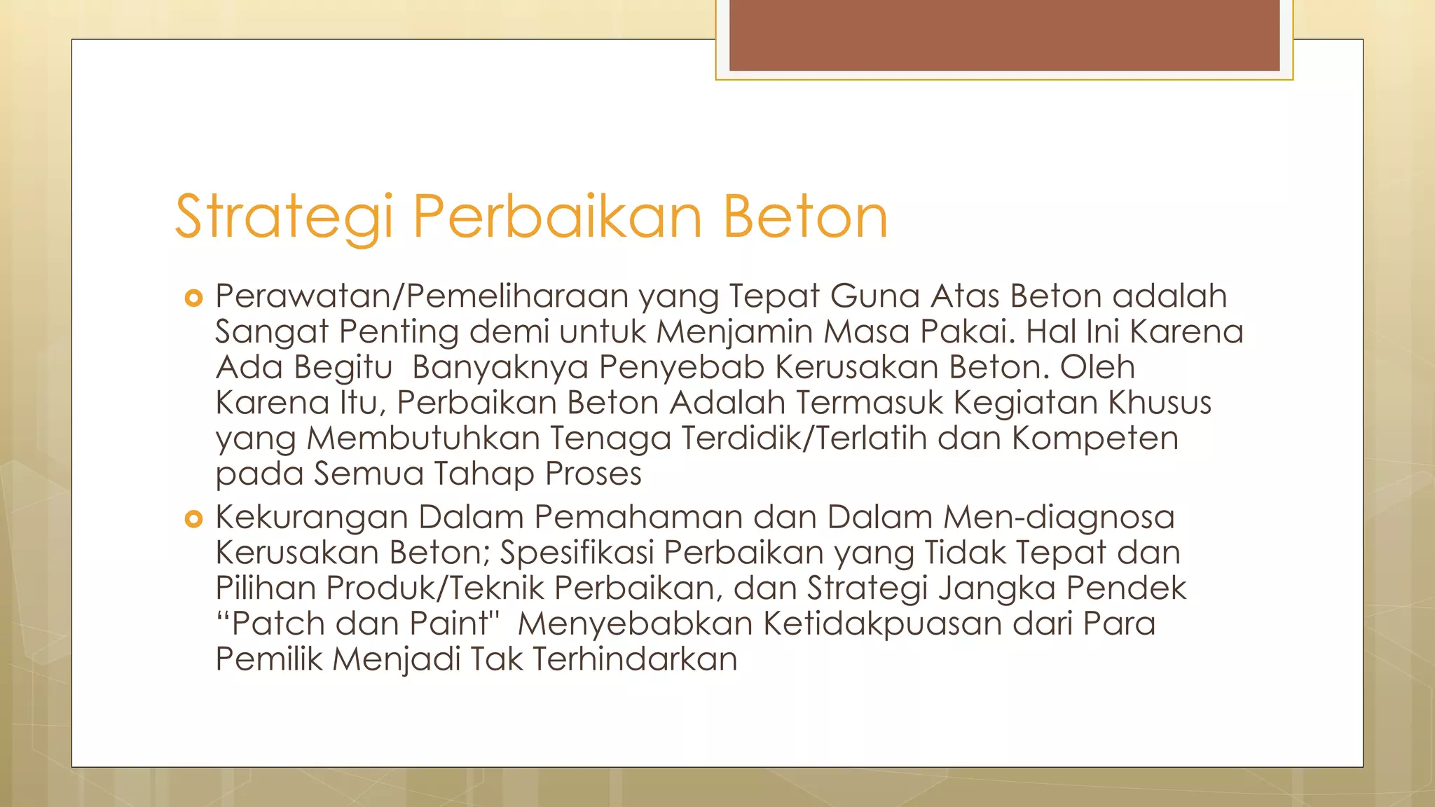 Concrete Repair-Perbaikan Beton | PPTX