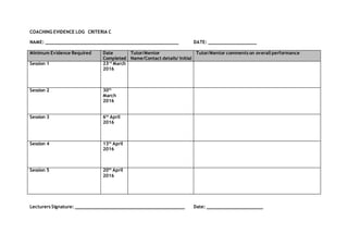 Graded Unit Developing Stage Logbook | DOCX