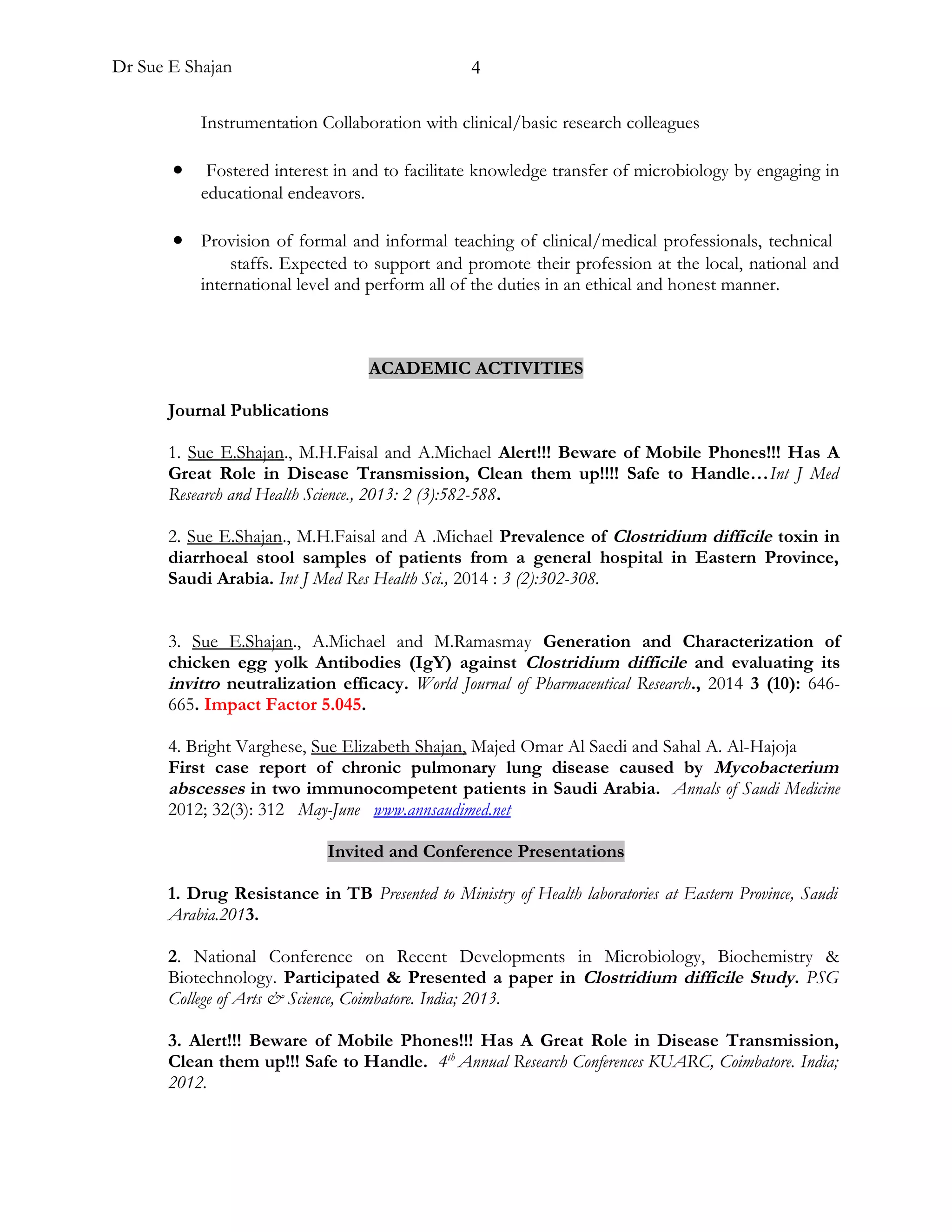 Dr. SUE ELIZABETH SHAJAN CV 2016[1] | DOC