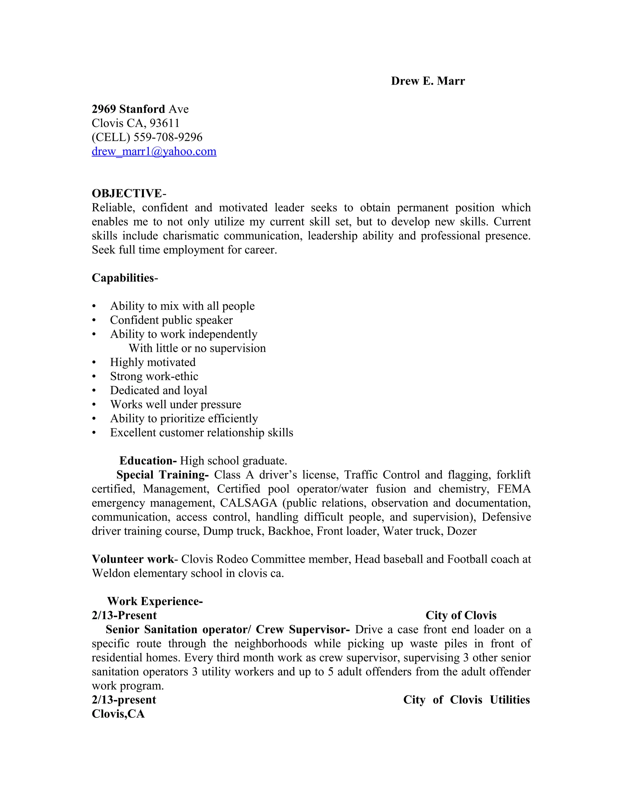 DrewsNEWresume2016 | RTF