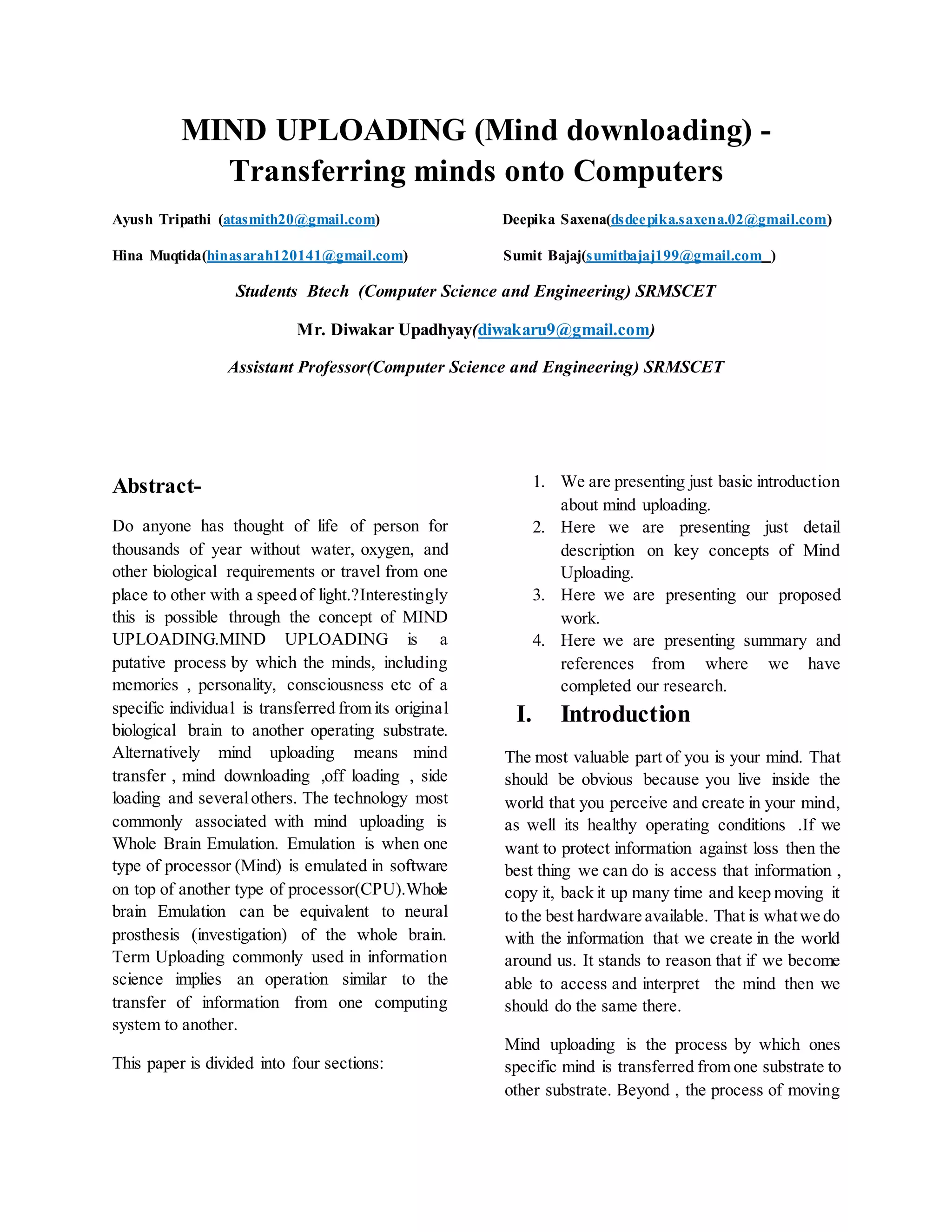 mind uploading in word doc format | PDF
