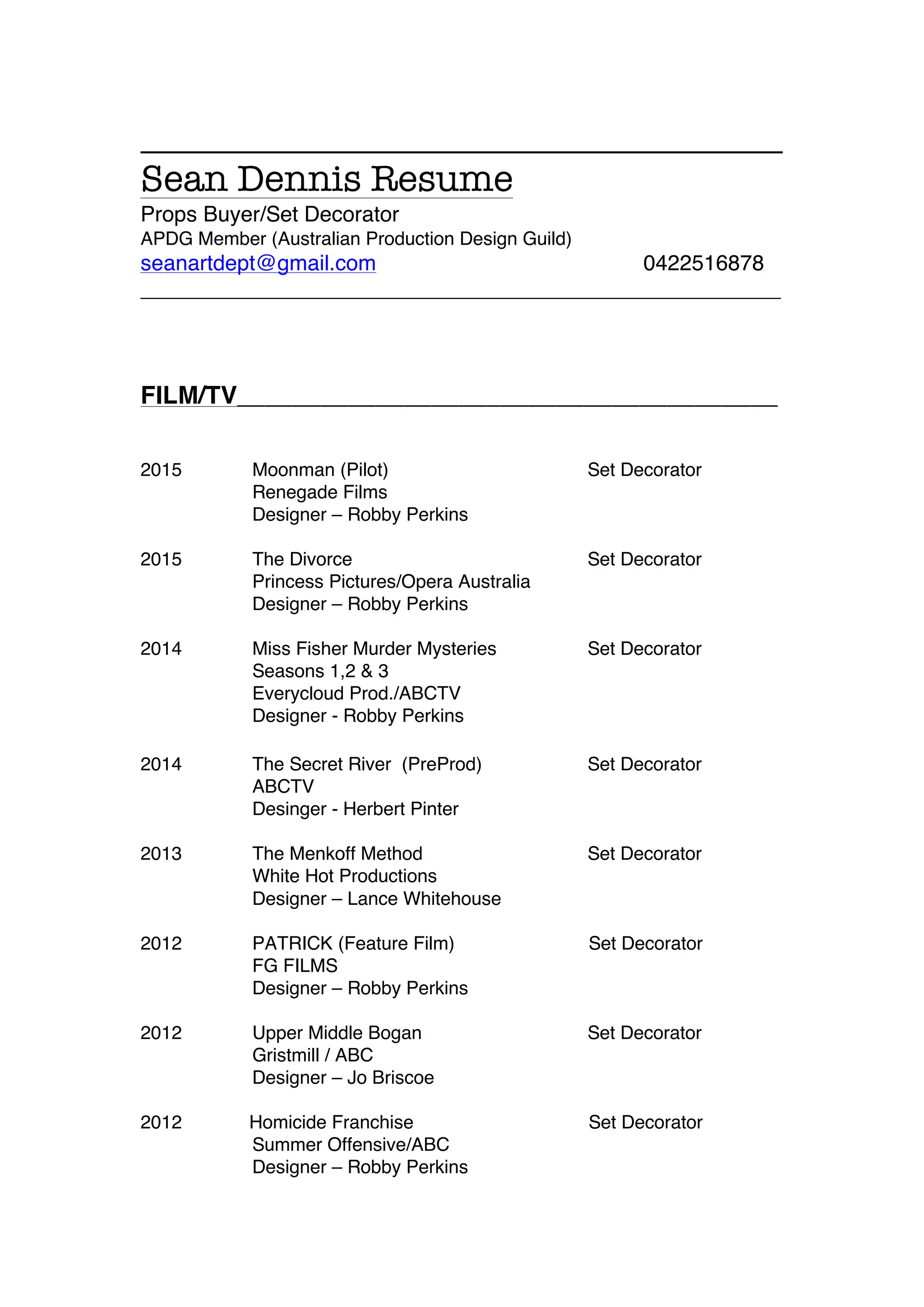 Sean Dennis Resume 2016 | PDF