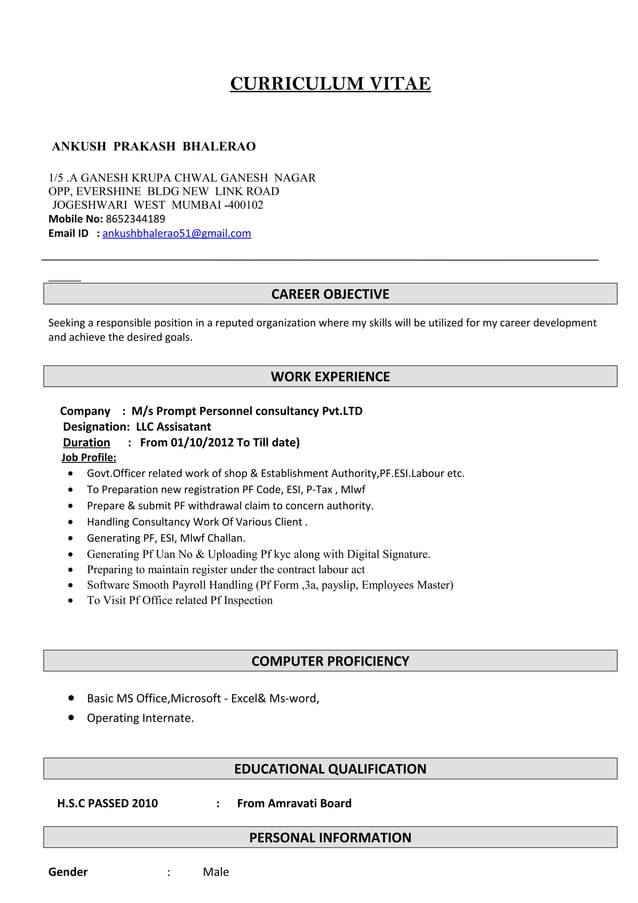 Curriculum Vitae Ankush | PDF