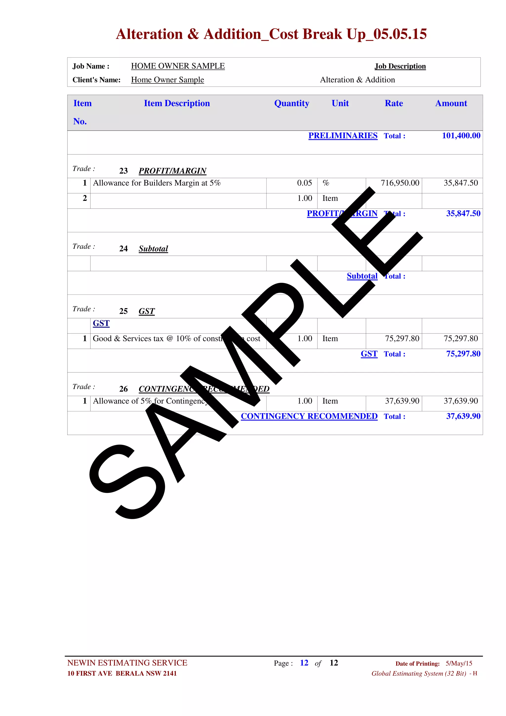 Home Owner Sample | PDF