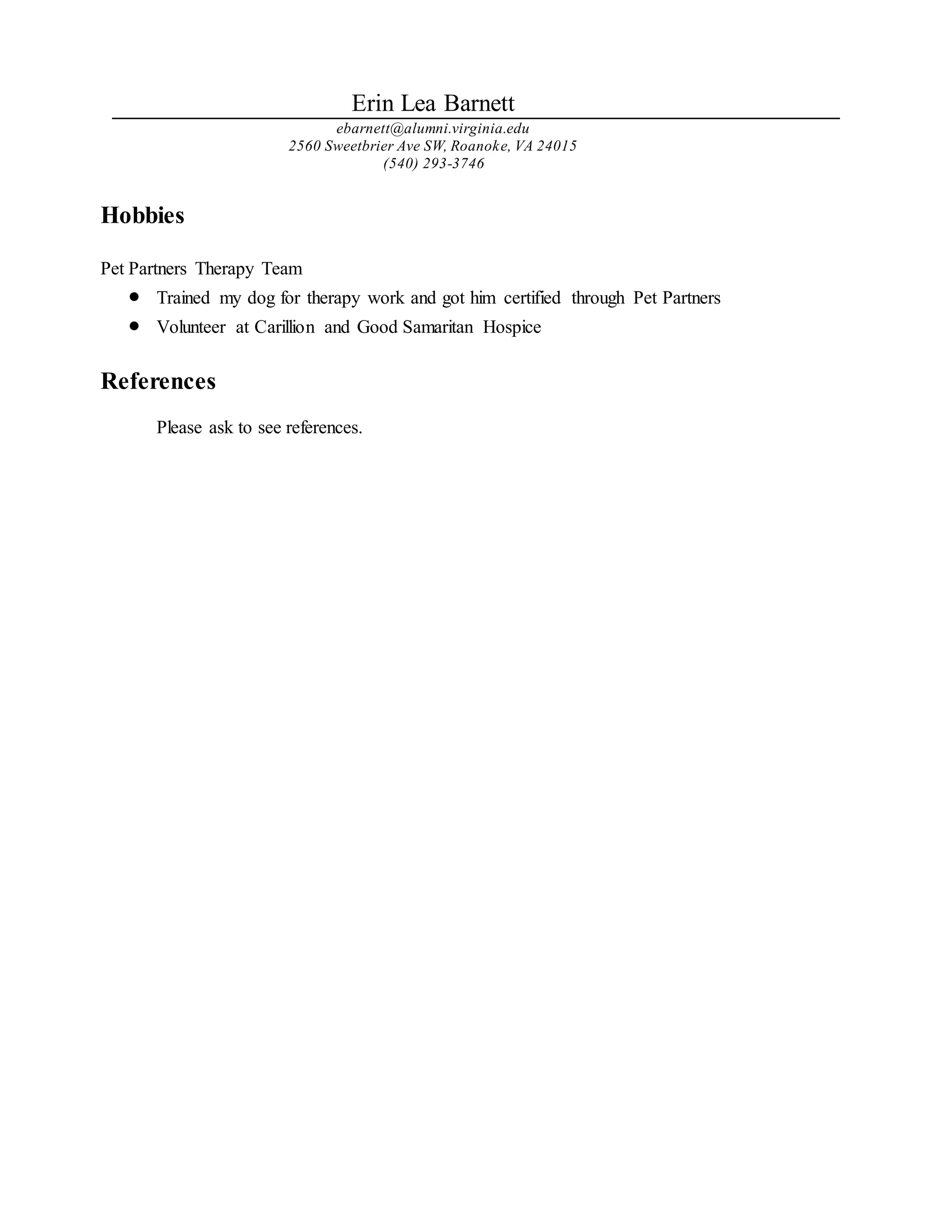 Erin Lea Barnett Resume 2016 | DOCX | Professional School | Postgraduate Education