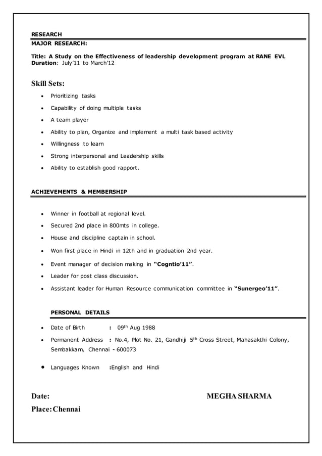 Megha Sharma Resume | PDF
