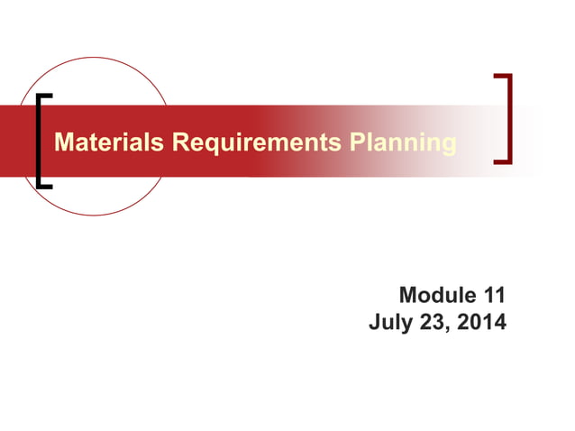 Module11. Material requirement plan..pdf