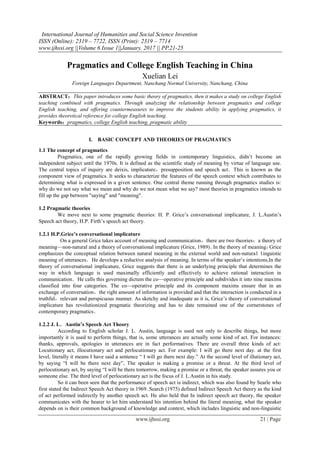 Pragmatics and College English Teaching in China | PDF | College Education | Education