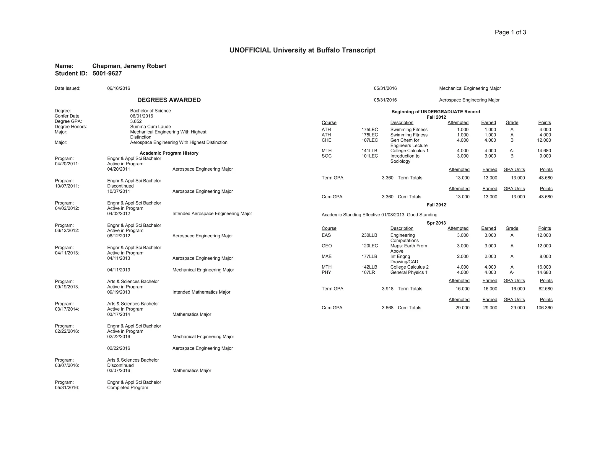 Undergraduate Transcript | PDF