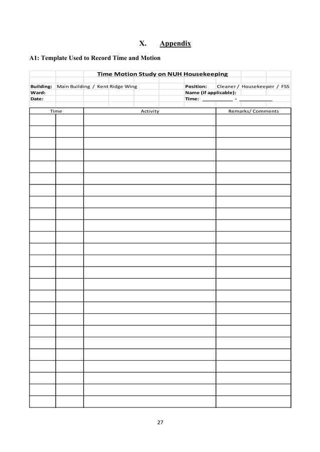 Time and Motion Study Report