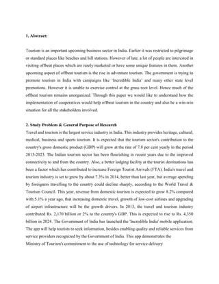 Research project-Tourism Co-operatives | PDF