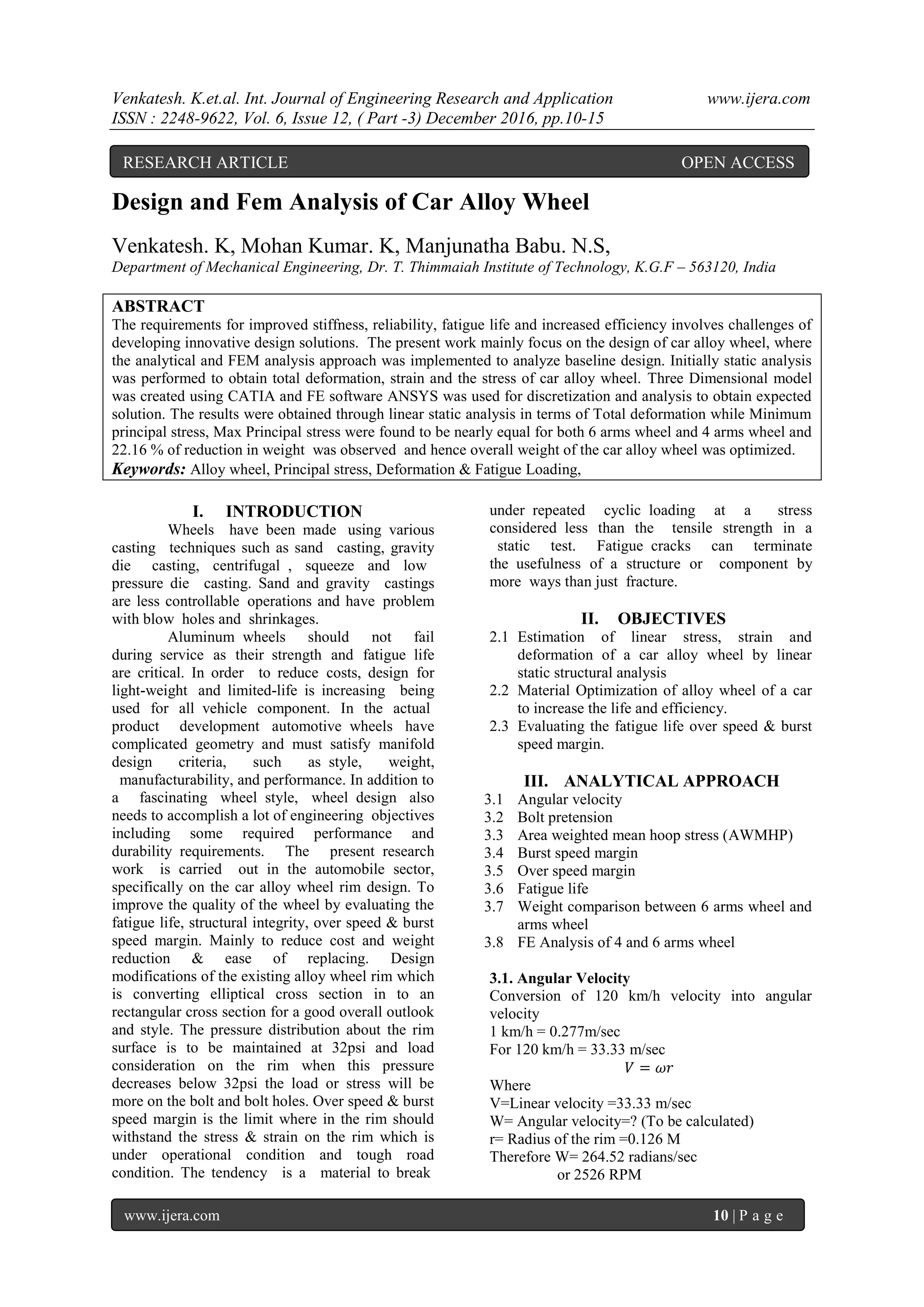 Design and Fem Analysis of Car Alloy Wheel | PDF
