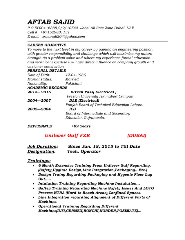 aftab resume new | PDF
