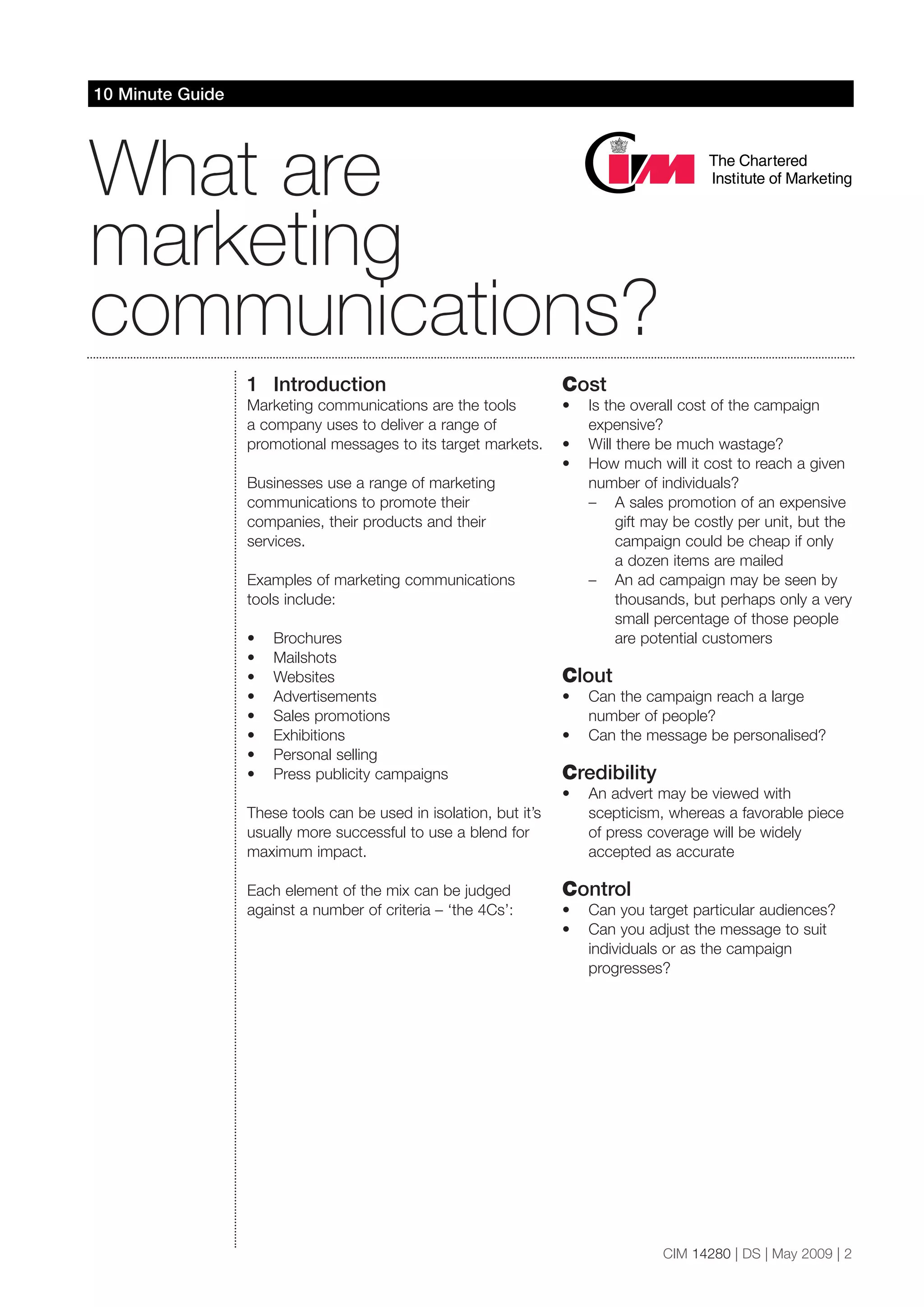 How to Plan Marketing Communications | PDF