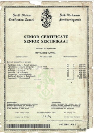 MATRIC CERTIFICATE | PDF