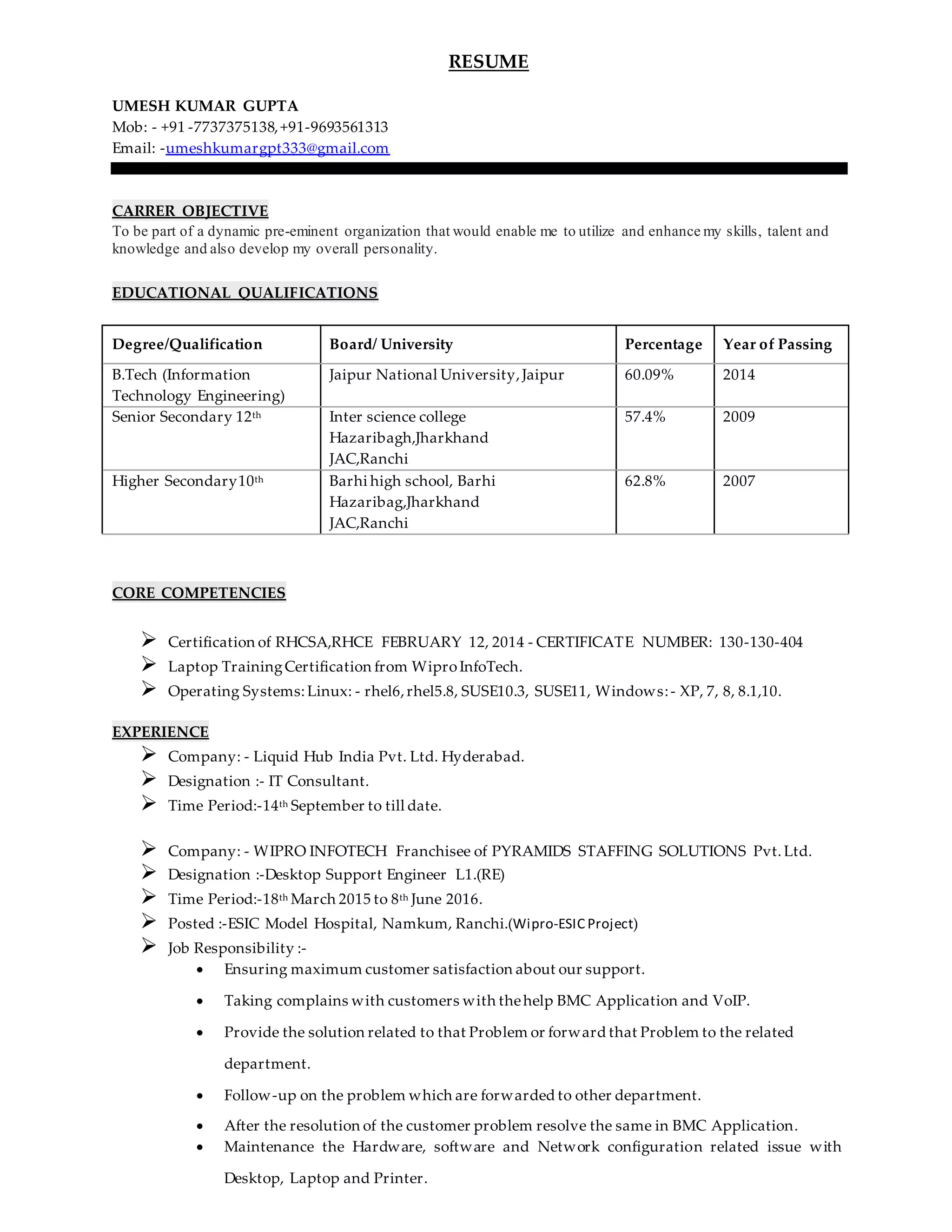 UMESH_KUMAR_GUPTA | DOCX | Computer Software and Applications | Computing