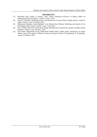 Design and Analysis of Low Head, Light weight Kaplan Turbine Blade | PDF