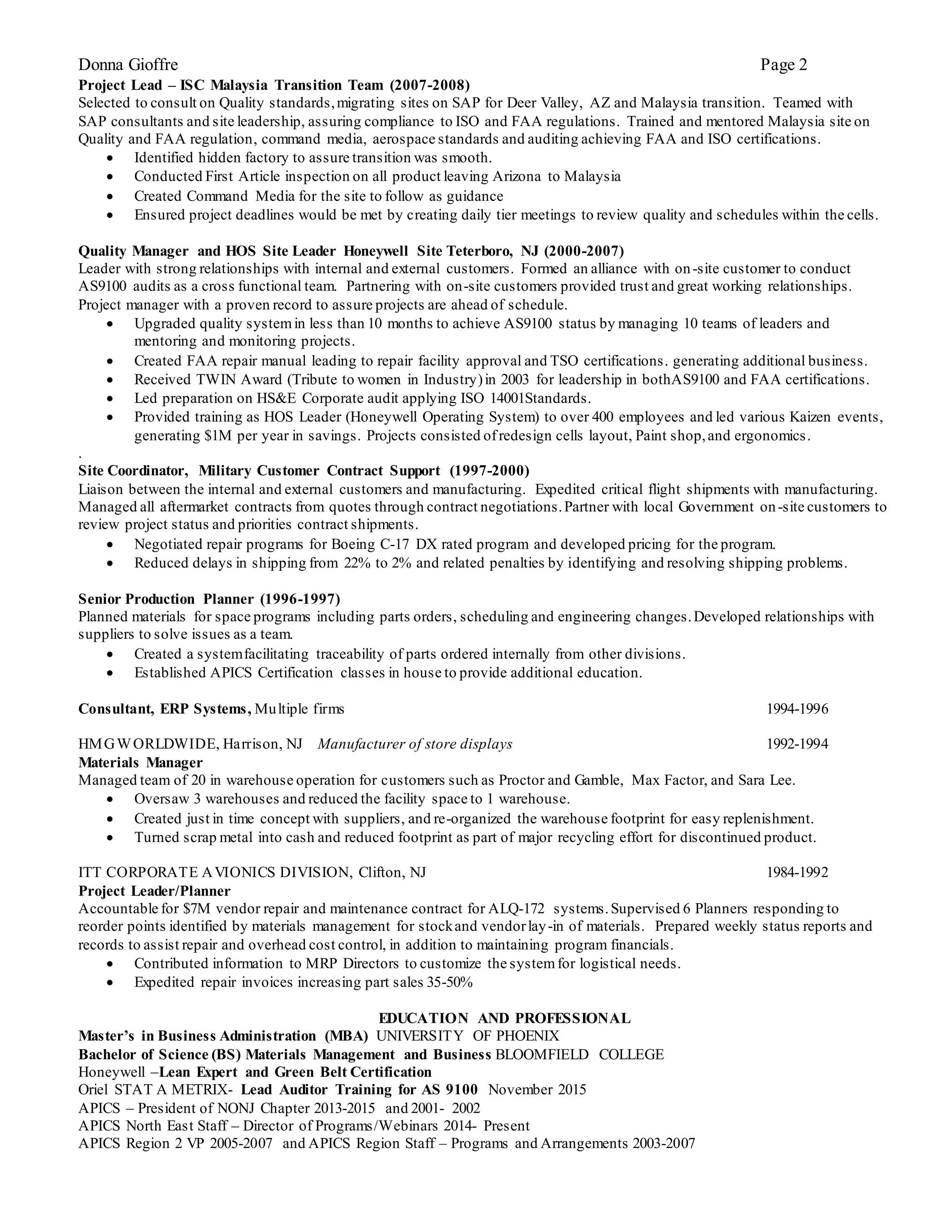 Donna Gioffre Resume 2015 | DOCX